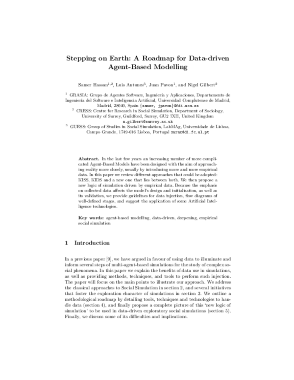 (PDF) Stepping on Earth: A Roadmap for Data-driven Agent-Based Modelling | Nigel Gilbert ...
