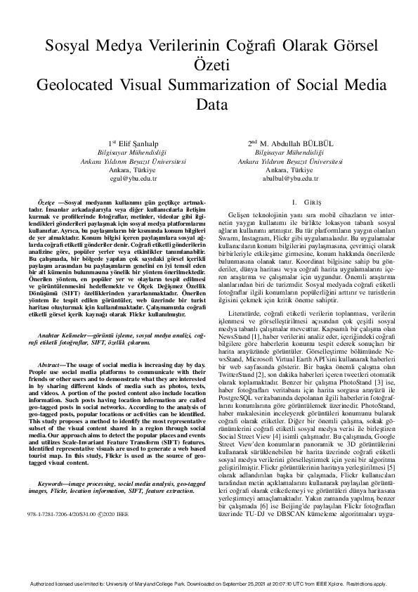 (PDF) Geolocated Visual Summarization of Social Media Data | Elif ŞANLIALP - Academia.edu