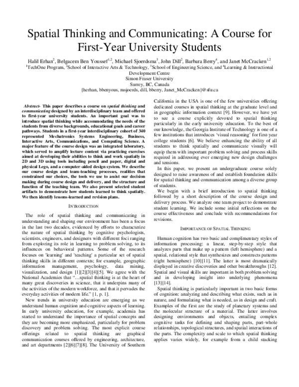 (PDF) Spatial Thinking and Communicationg: A Course for First-Year ...