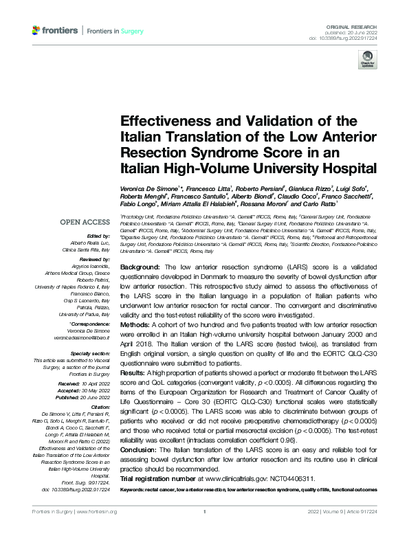 (PDF) Effectiveness and Validation of the Italian Translation of the ...