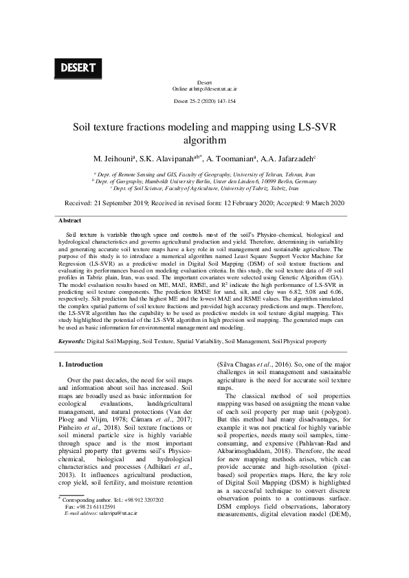 (PDF) Soil texture fractions modeling and mapping using LS-SVR algorithm
