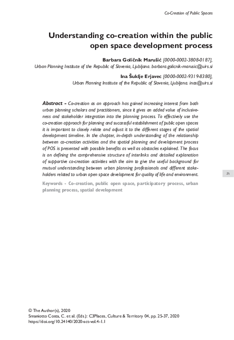 (PDF) Understanding co-creation within the urban open space development process | Ina Suklje ...