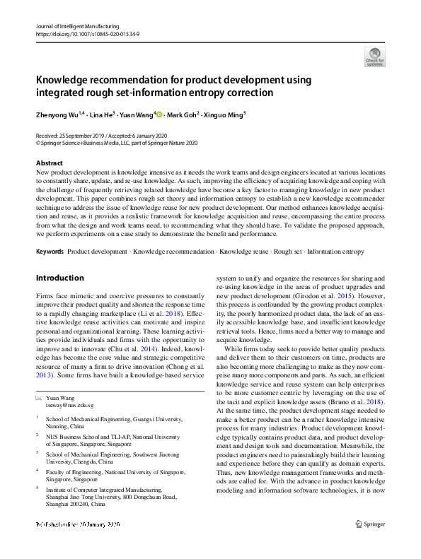 Pdf Knowledge Recommendation For Product Development Using Integrated