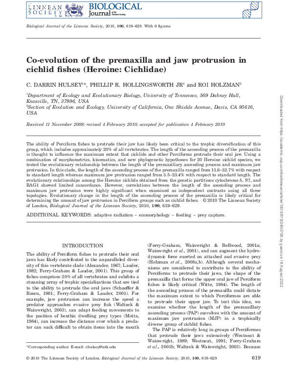 (PDF) Co-evolution of the premaxilla and jaw protrusion in cichlid ...