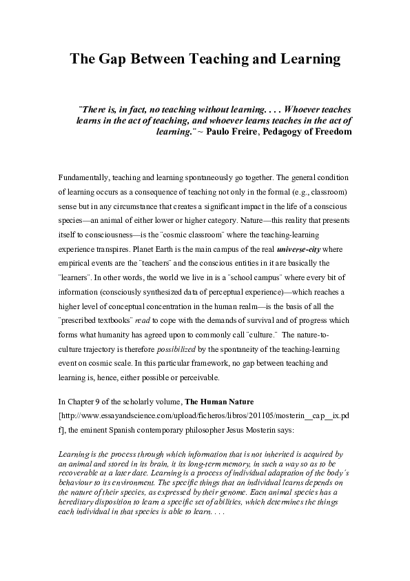 (DOC) The Gap Between Teaching and Learning