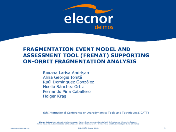 (PDF) Fragmentation Event Model and Assessment Tool (Fremat) Supporting ...