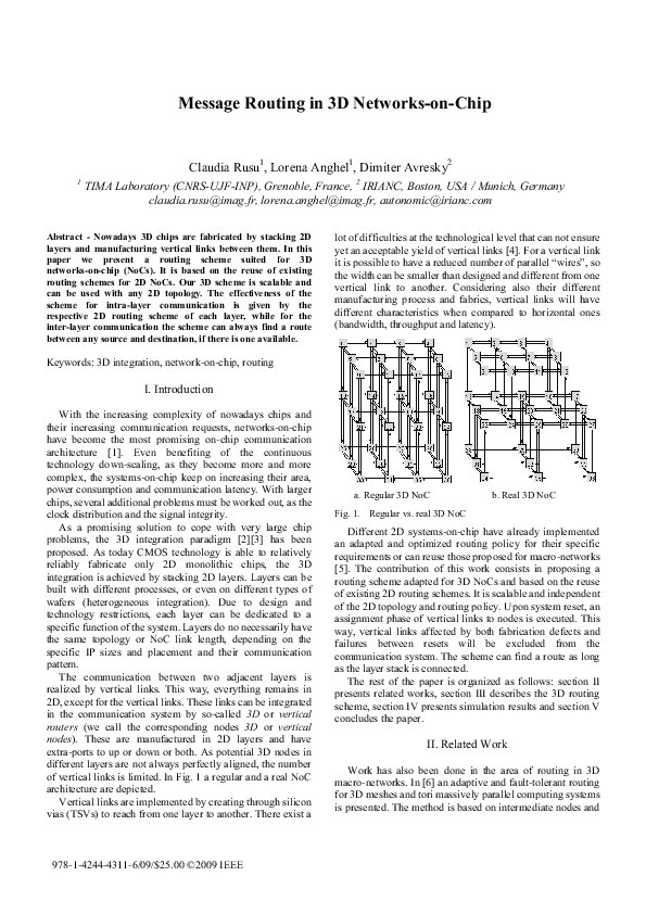 (PDF) Message routing in 3D networks-on-chip