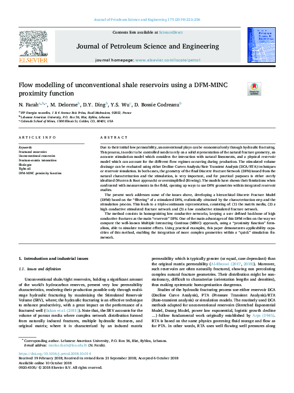(PDF) Flow modelling of unconventional shale reservoirs using a DFM-MINC proximity function ...
