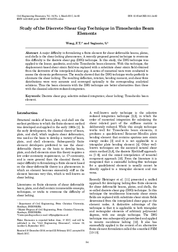 (PDF) Study of the Discrete Shear Gap Technique in Timoshenko Beam Elements
