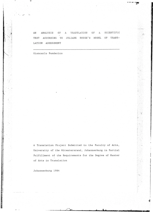 (PDF) An analysis of a translation of a scientific text according to ...