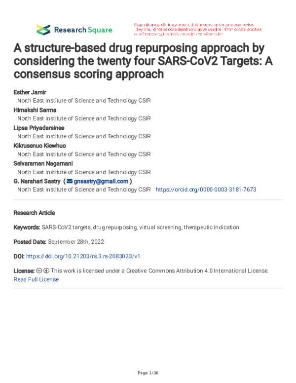 (PDF) A structure-based drug repurposing approach by considering the ...