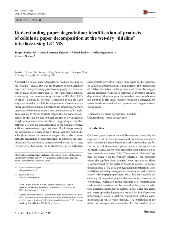(PDF) Understanding paper degradation: identification of products of ...