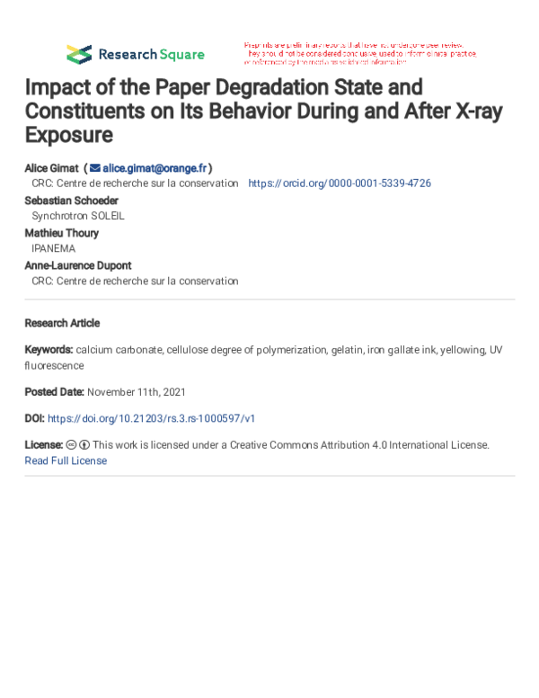(PDF) Impact of the Paper Degradation State and Constituents on Its ...