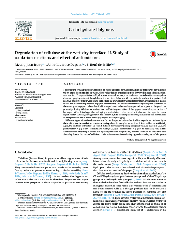 (PDF) Degradation of Cellulose at the Wet/Dry Interface. II. An ...