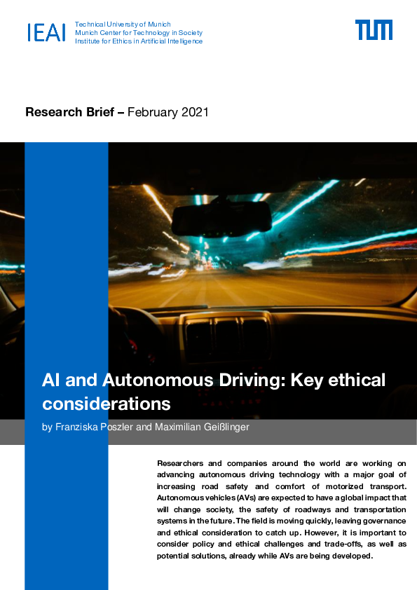 (PDF) AI and Autonomous Driving: Key ethical considerations