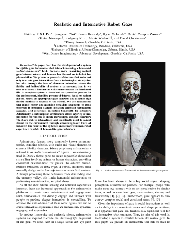 (PDF) Realistic and Interactive Robot Gaze