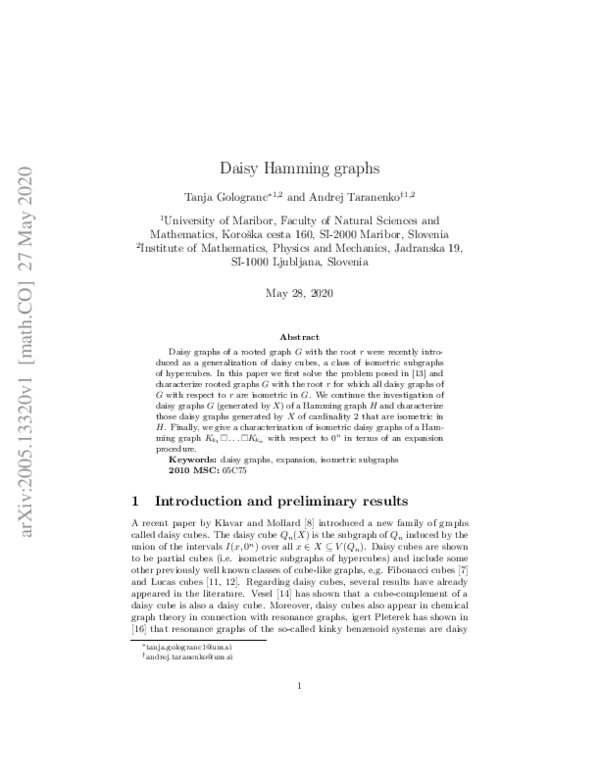 (PDF) Daisy Hamming graphs