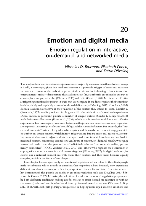 (PDF) Emotion and digital media Emotion regulation in interactive, on ...