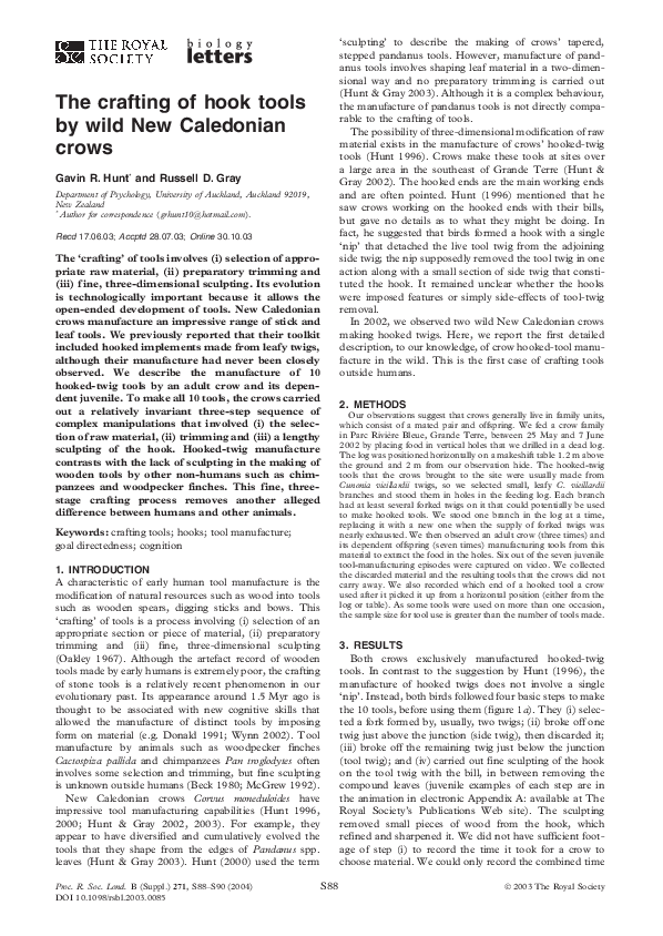 (PDF) Faculty of 1000 evaluation for The crafting of hook tools by wild ...