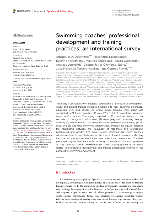 (PDF) Swimming coaches’ professional development and training practices ...