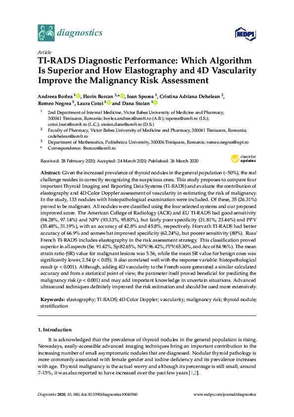 (PDF) TI-RADS Diagnostic Performance: Which Algorithm Is Superior and ...