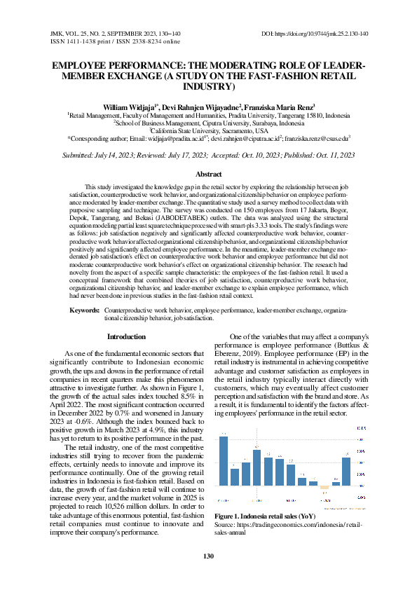 (PDF) EMPLOYEE PERFORMANCE: THE MODERATING ROLE OF LEADER-MEMBER EXCHANGE (A STUDY ON THE FAST ...