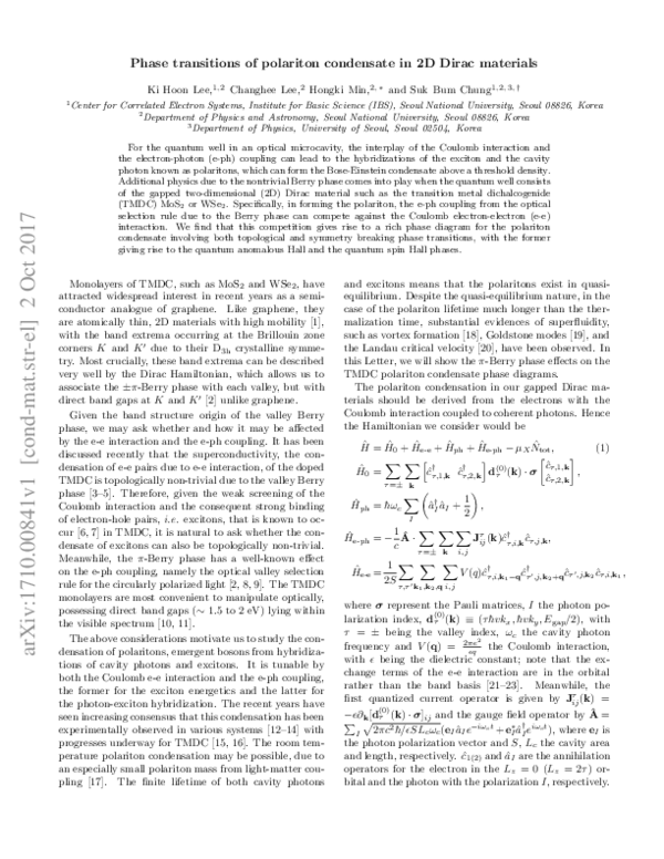 (PDF) Phase Transitions of the Polariton Condensate in 2D Dirac Materials