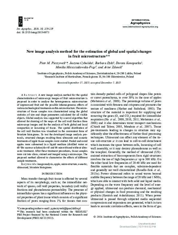 (PDF) New image analysis method for the estimation of global and spatial changes in fruit ...