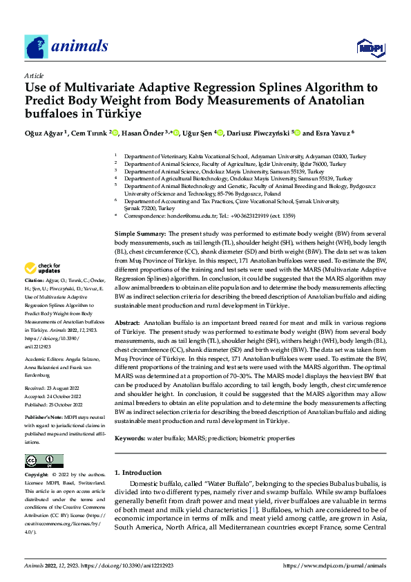 Pdf Use Of Multivariate Adaptive Regression Splines Algorithm To