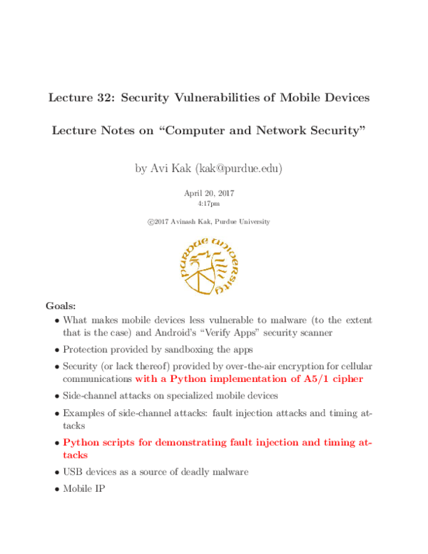(PDF) Security Vulnerabilities of Mobile Devices