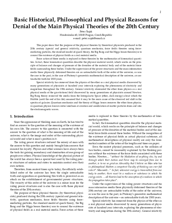 (PDF) Basic Historical, Philosophical and Physical Reasons for Denial ...