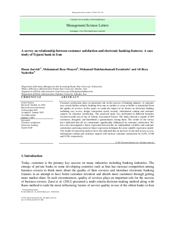 (PDF) A survey on relationship between customer satisfaction and ...