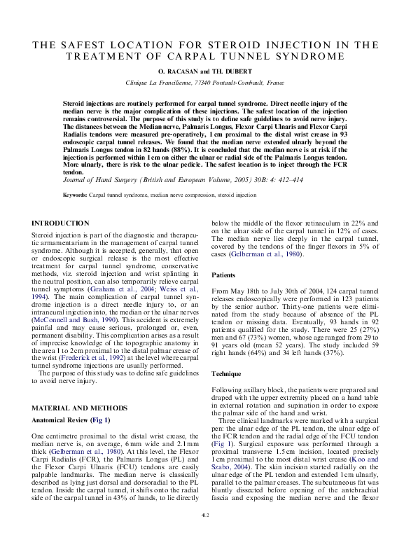 (PDF) The Safest Location for Steroid Injection in the Treatment of ...