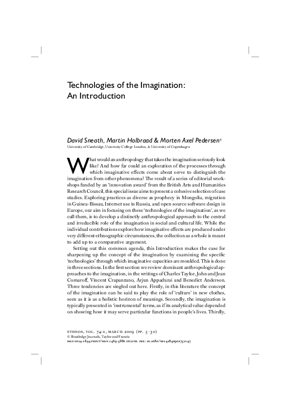 (PDF) Technologies of the Imagination: An Introduction