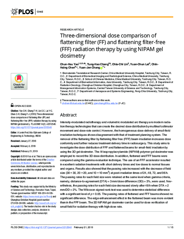 (PDF) Three-dimensional dose comparison of flattening filter (FF) and flattening filter-free ...