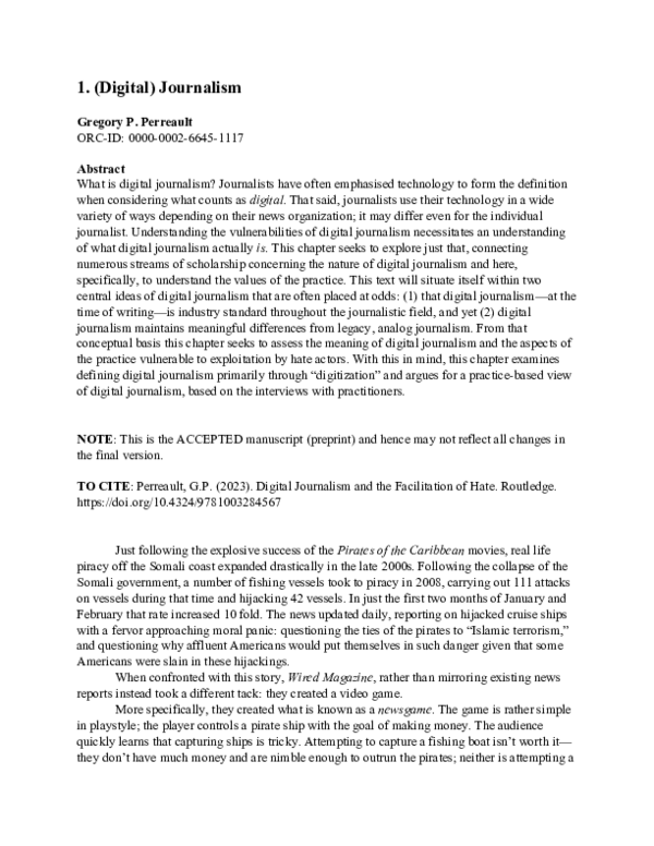(PDF) (Digital) Journalism