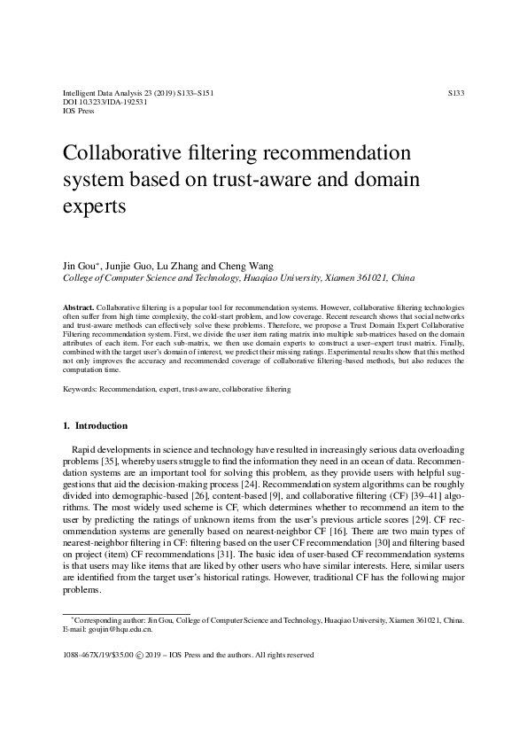 Pdf Collaborative Filtering Recommendation System Through Sentiment