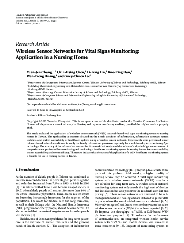 (PDF) Wireless Sensor Networks for Vital Signs Monitoring: Application ...