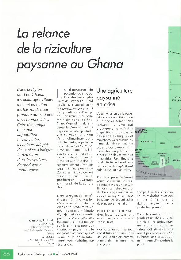(PDF) La relance de la riziculture paysanne au Ghana