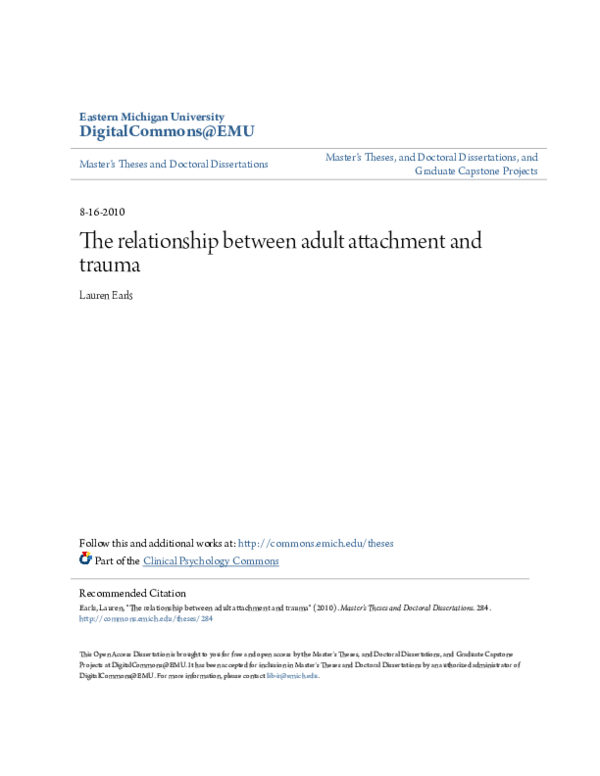 (PDF) The relationship between adult attachment and trauma | Lauren Earls - Academia.edu
