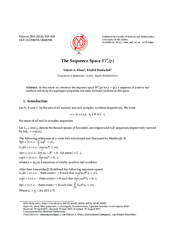 Pdf The Sequence Space Bviσ P