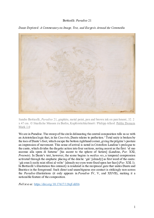 (PDF) 'Sandro Botticelli: Paradiso 21', in in Dante Depicted: A ...
