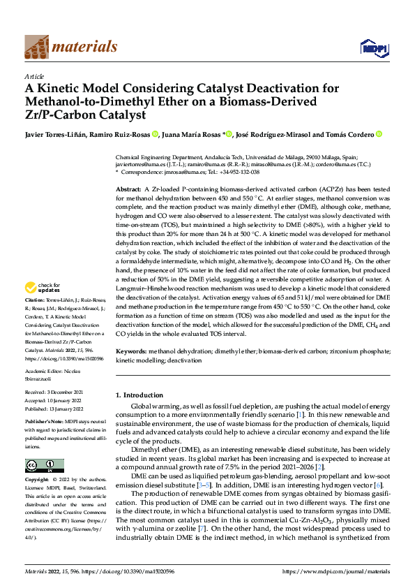 (PDF) A Kinetic Model Considering Catalyst Deactivation for Methanol-to ...