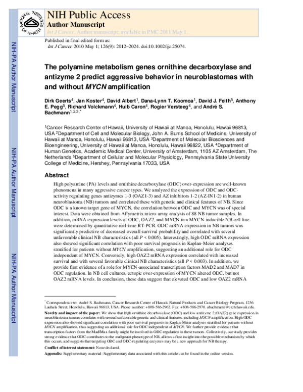 (PDF) The polyamine metabolism genes ornithine decarboxylase and ...