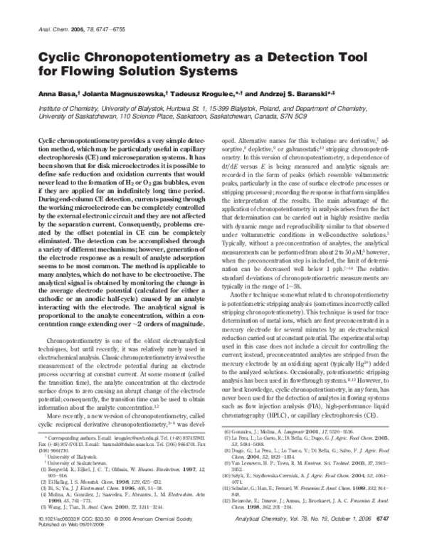 (PDF) Cyclic Chronopotentiometry as a Detection Tool for Flowing ...