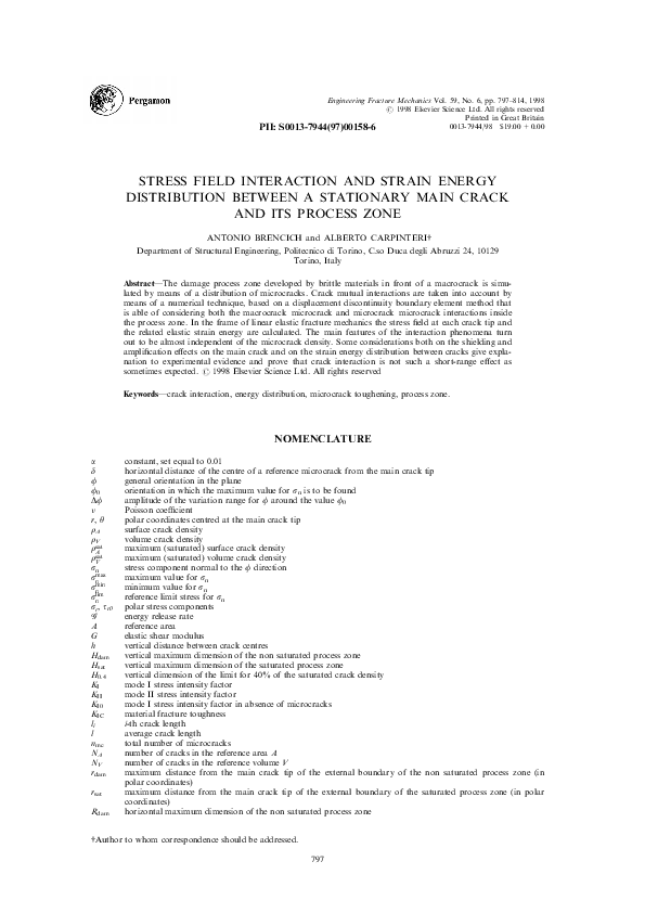 (PDF) Stress field interaction and strain energy distribution between a ...