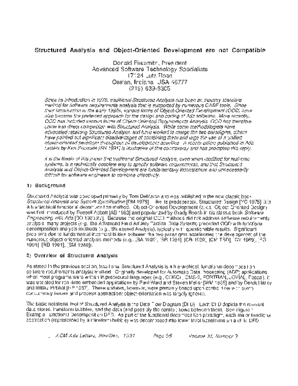 Pdf Structured Analysis And Object Oriented Development Are Not