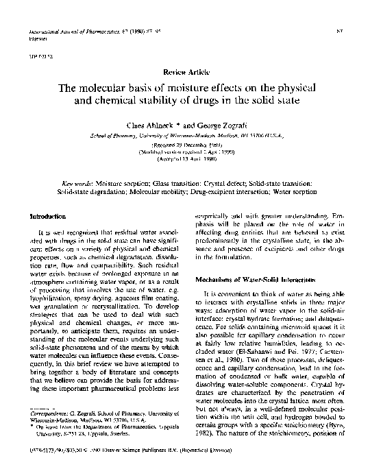 (PDF) The molecular basis of moisture effects on the physical and ...