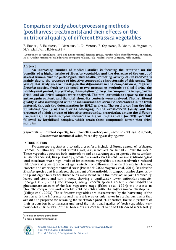 (PDF) Comparison study about processing methods (postharvest treatments) and their effects on ...