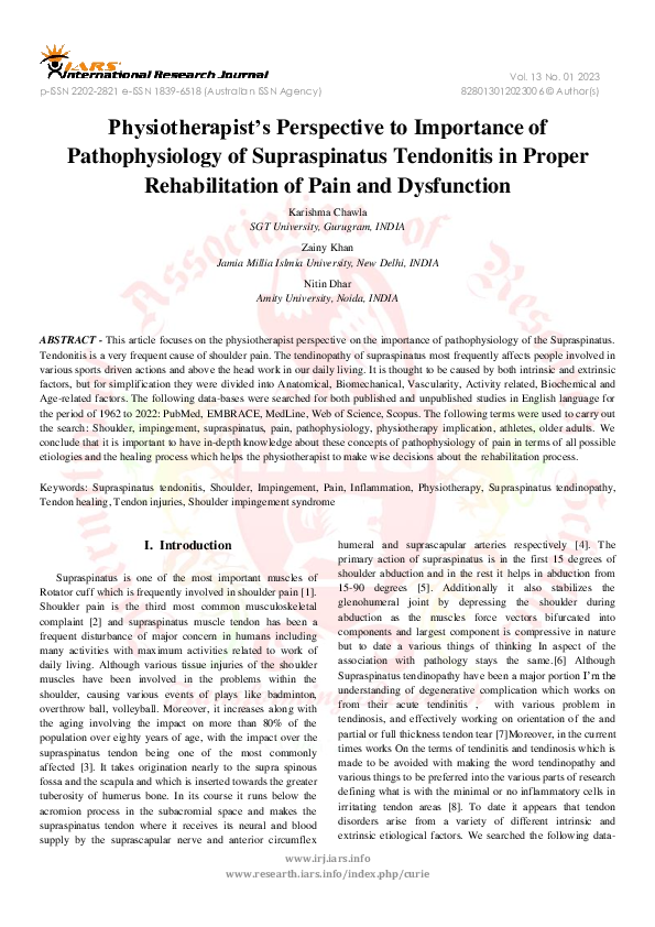 (PDF) Physiotherapist’s Perspective to Importance of Pathophysiology of ...